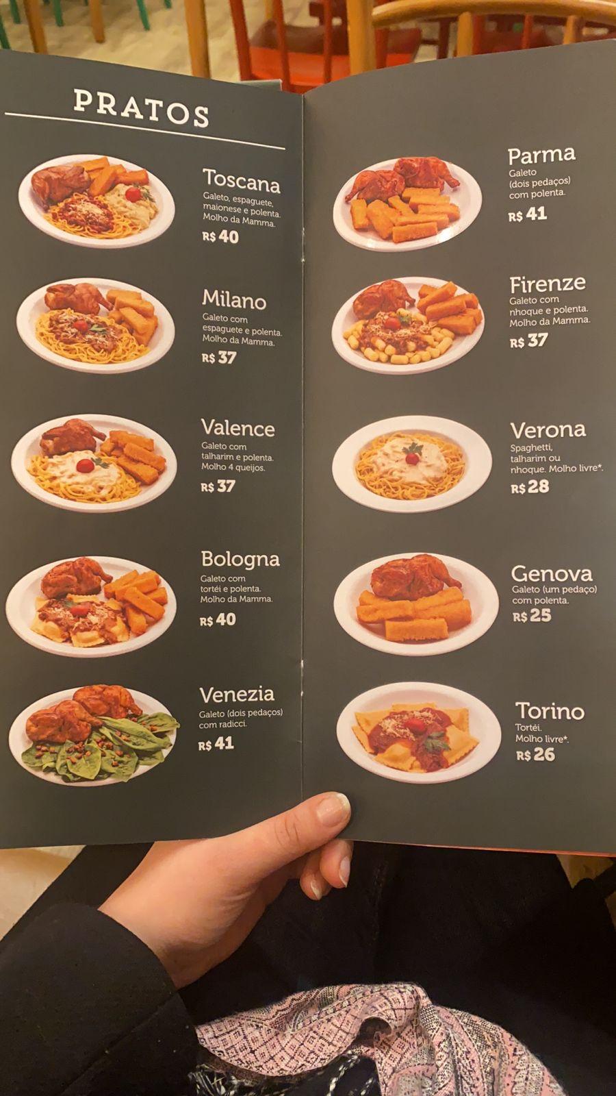 Carta del restaurante Galeto Mamma Mia - Ipanema Bologna Mall, Porto Alegre
