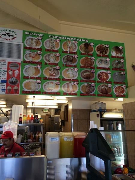 Menu at Los Tres Toritos restaurant, Reno