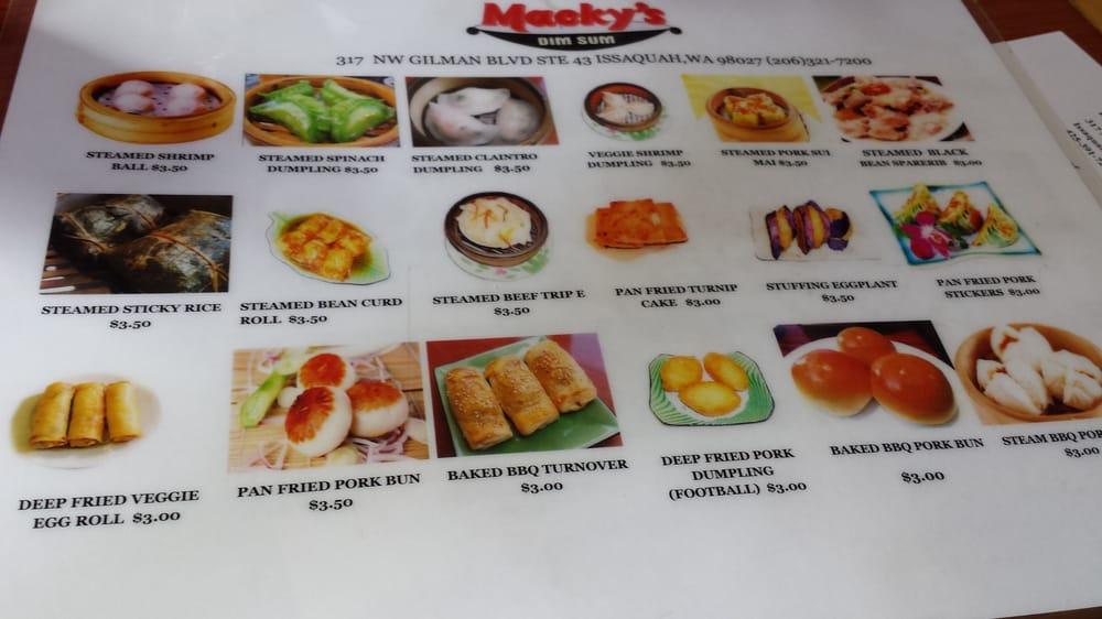 Menu at Macky’s Dim Sum restaurant, Issaquah, 28 E Sunset Way