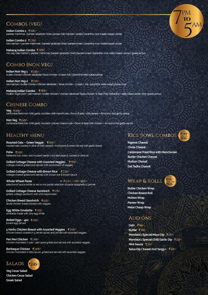 Menu at Mandala's Kitchen, Delhi