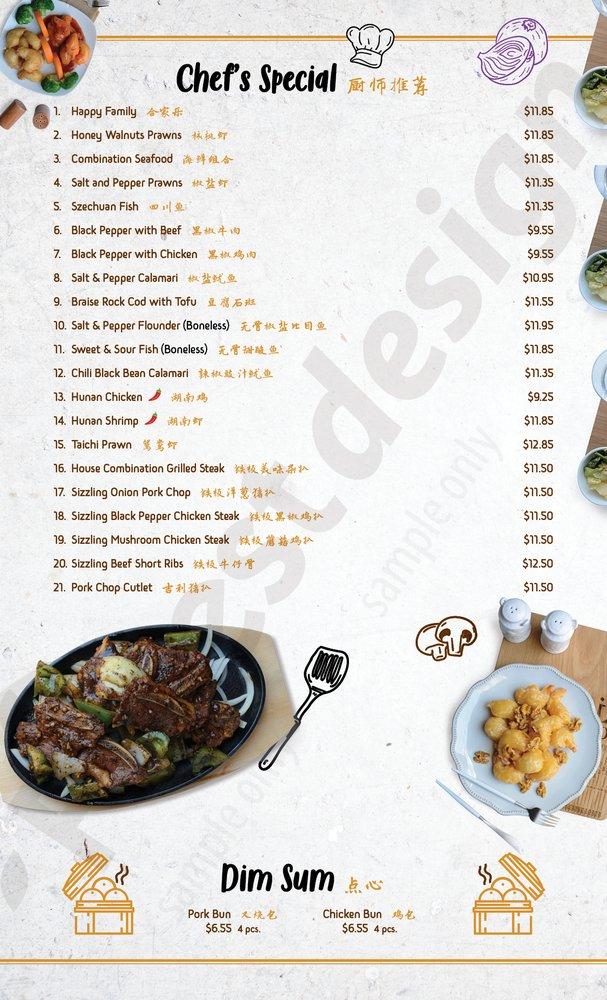 Menu at Mei Mei restaurant, Patterson