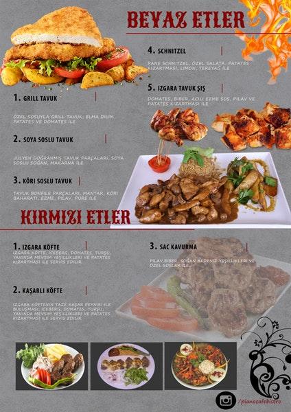 Menu at Piano Cafe & Bistro, Ankara, PAZAR CAD. NO:2/B