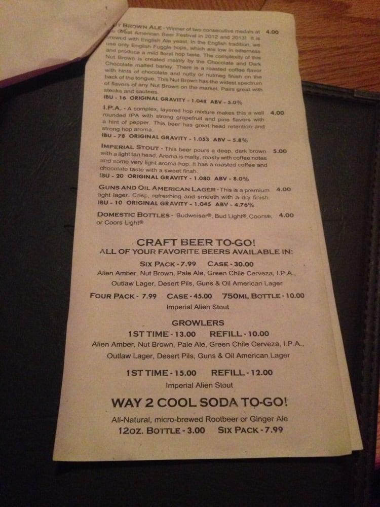Menu at Rio Grande Grill and Tap Room pub & bar, Ruidoso