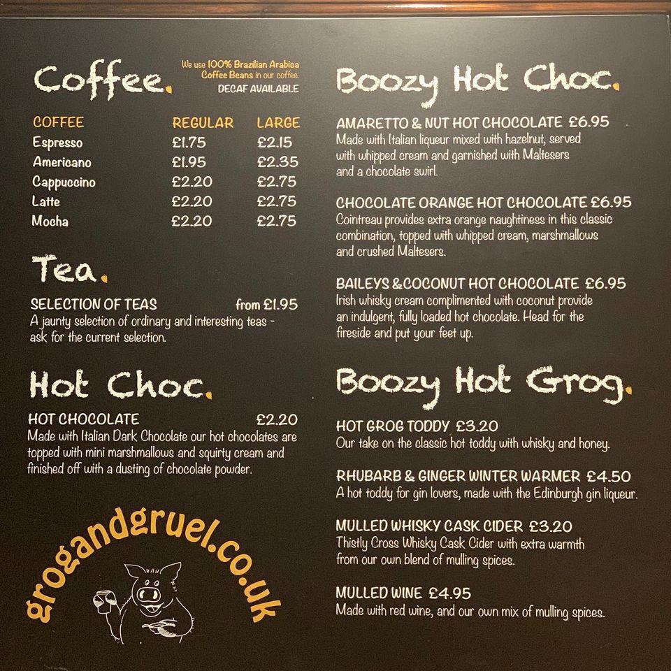 Menu at The Grog & Gruel pub & bar, Fort William