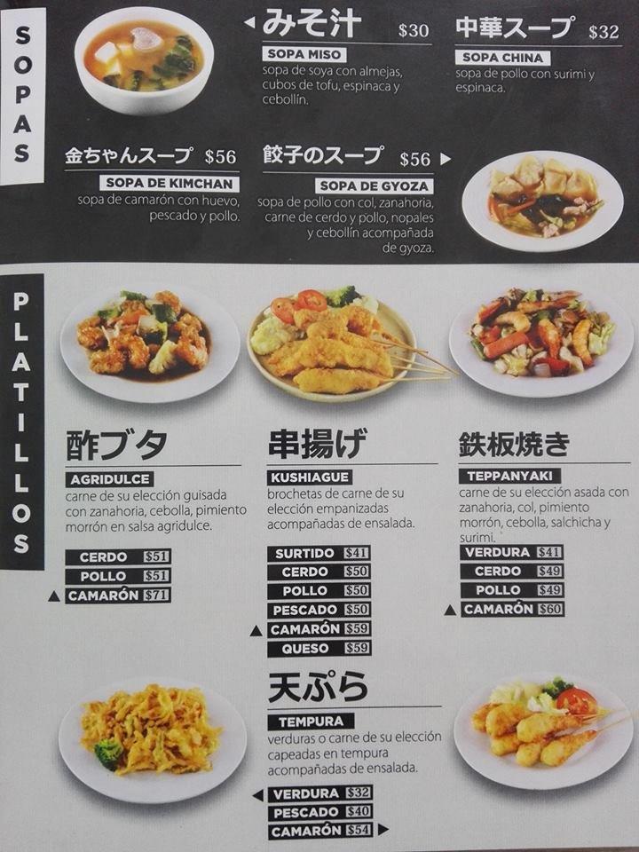 Carta de Restaurante Tsuru, Santiago de Querétaro