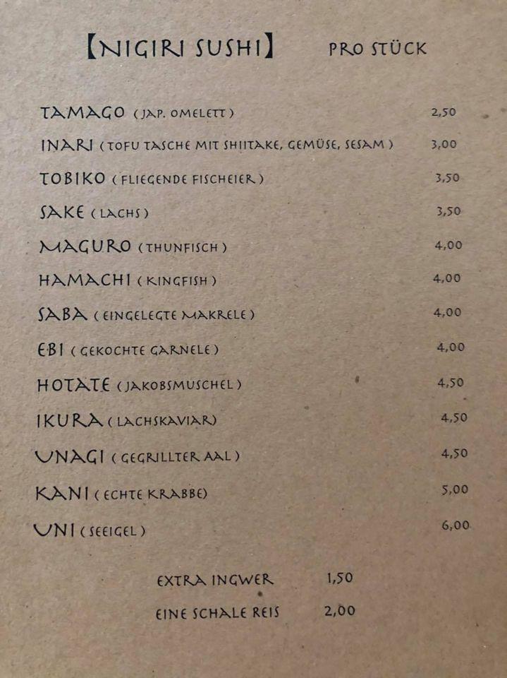 Menu at Japanese Sushi Dining Akira restaurant, Saarbrücken