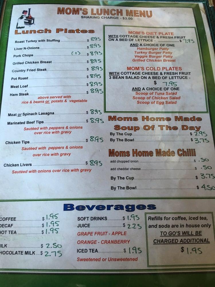 Menu at Mom's Kitchen restaurant, Greenacres