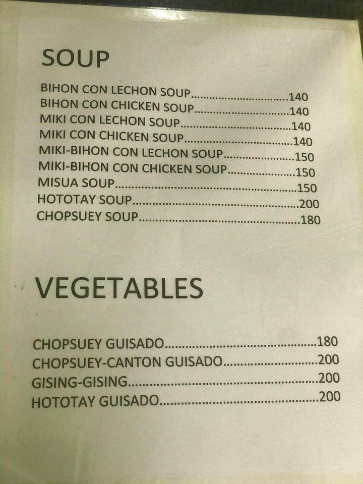 Menu at Tabo Panciteria restaurant, Marikina