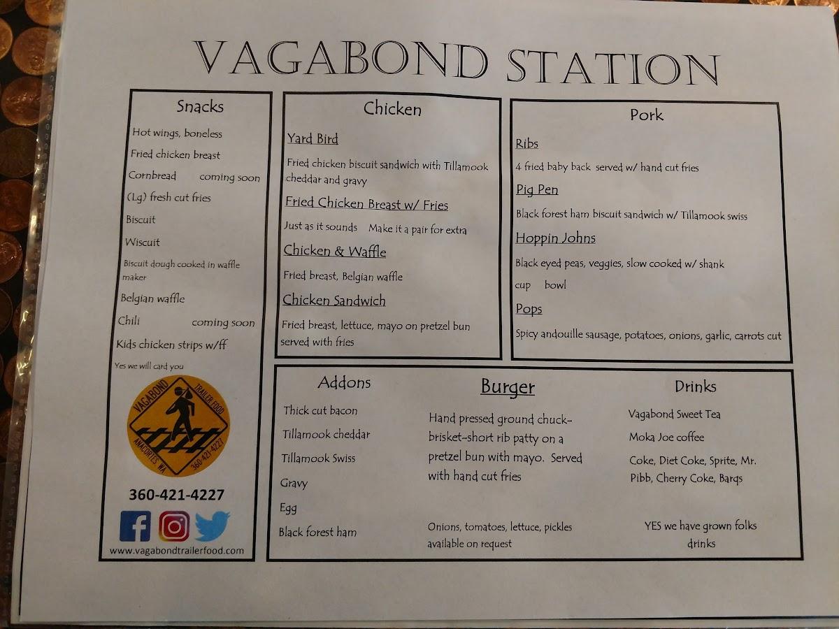 Menu at Vagabond Station restaurant, Anacortes