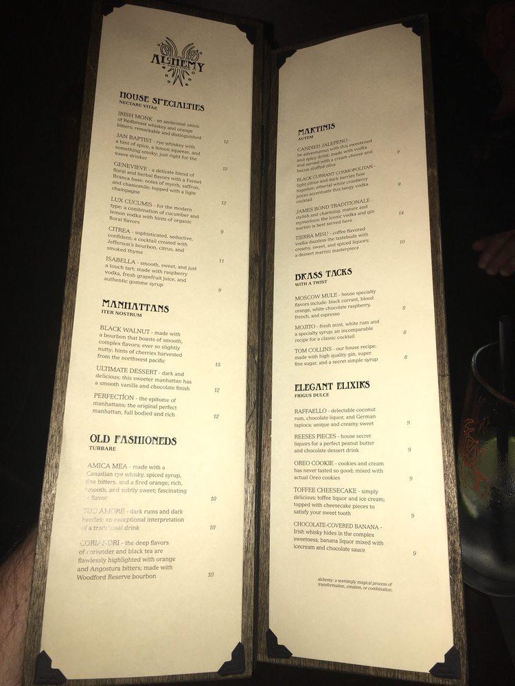 Menu at Alchemy Aqua Vitae pub & bar, Lincoln