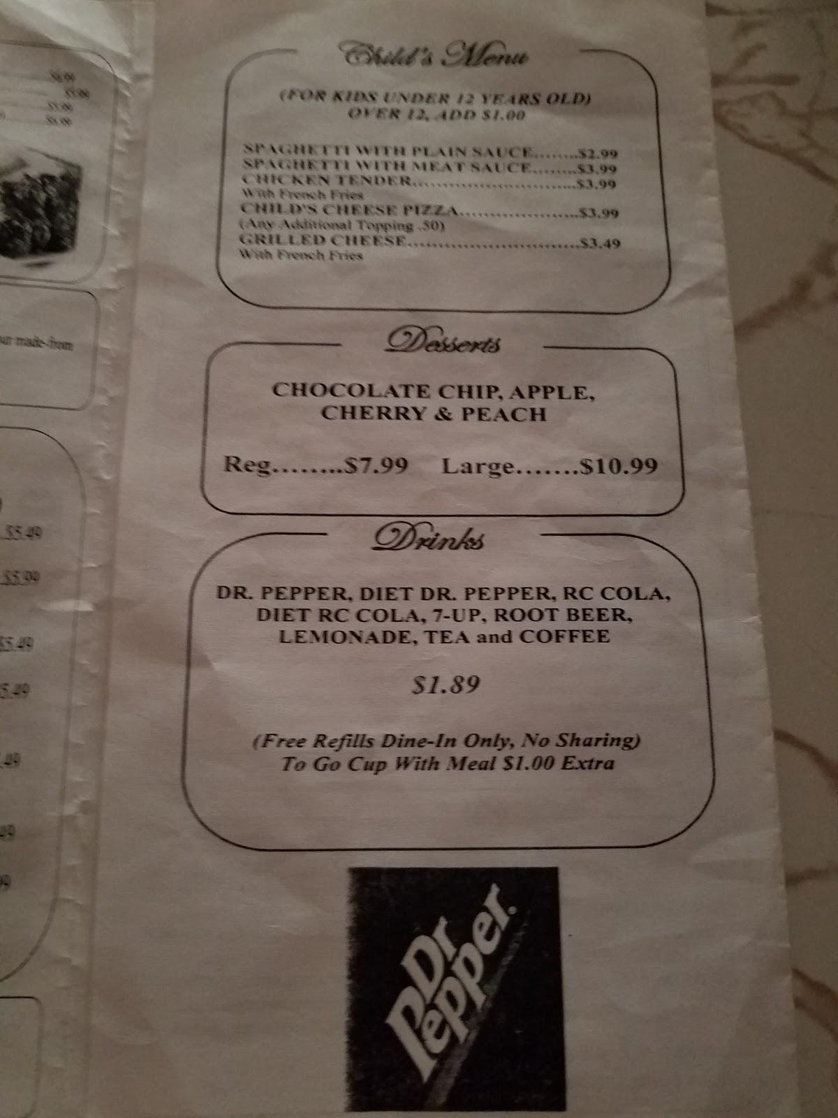 Menu at Bulldog Pizza pizzeria, Jefferson