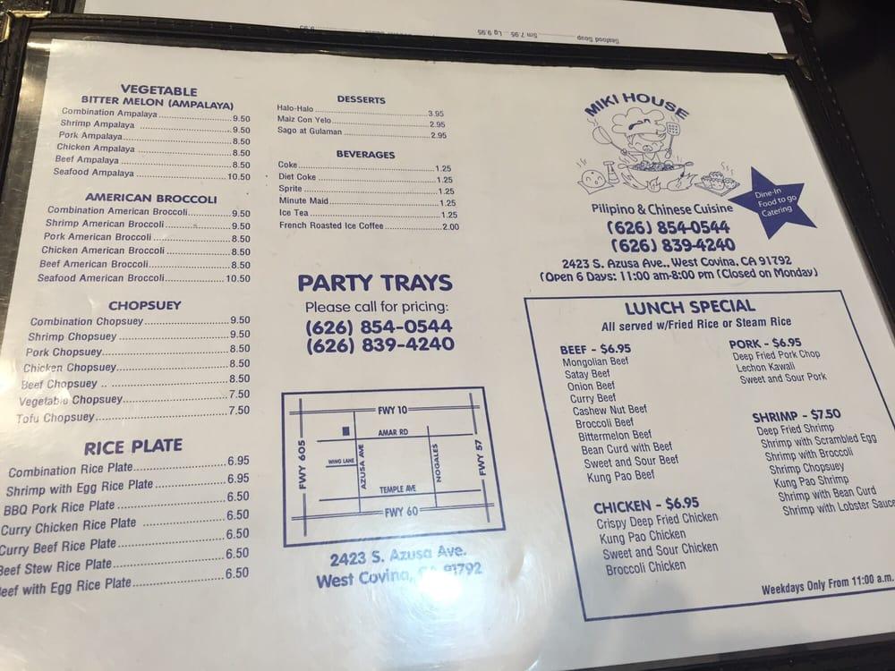 Menu at Miki House restaurant, West Covina