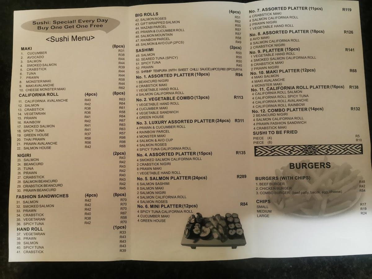 Menu at Happy Hong Chinese Restaurant, Middelburg
