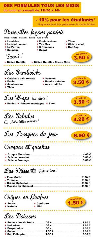 Menu au La Gourmandine restaurant, Perpignan