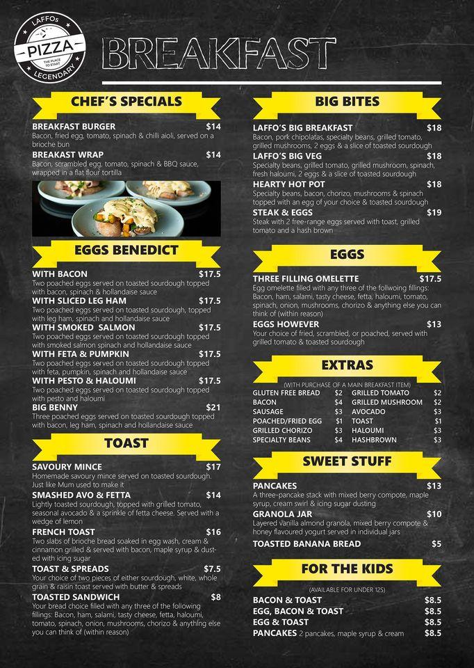 Menu at Laffos Bar & Pizzeria, Mackay