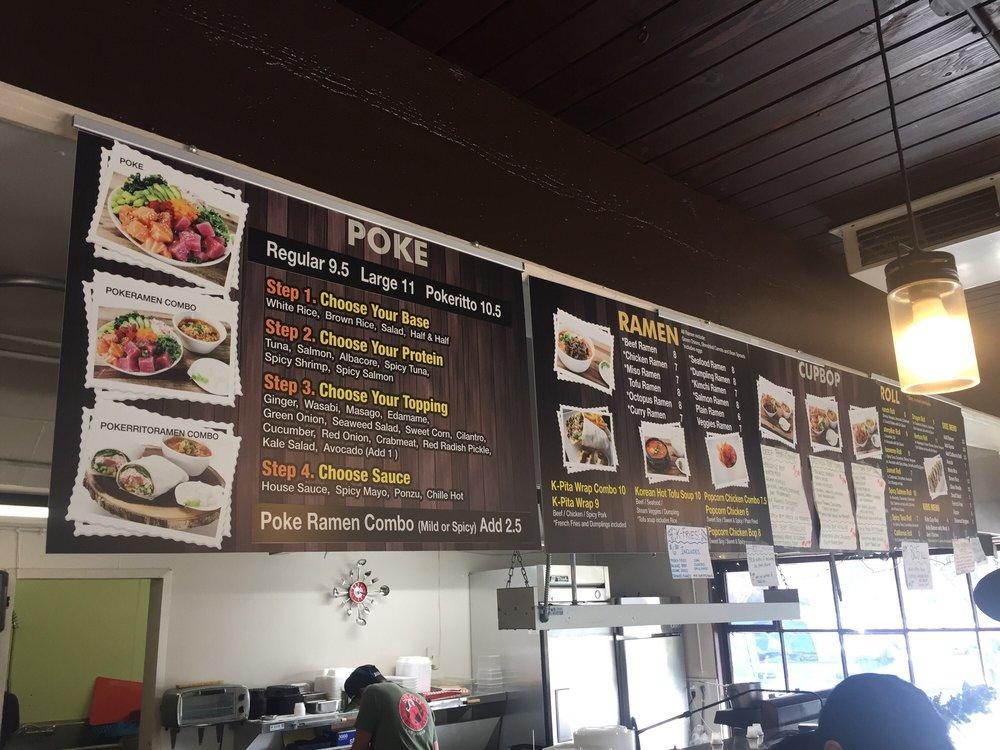 Menu at Poke Ramen restaurant, Port Hueneme