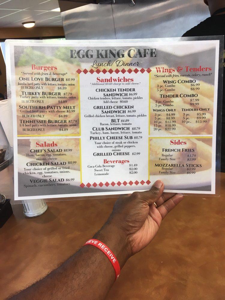 Menu at Egg King Cafe, Memphis