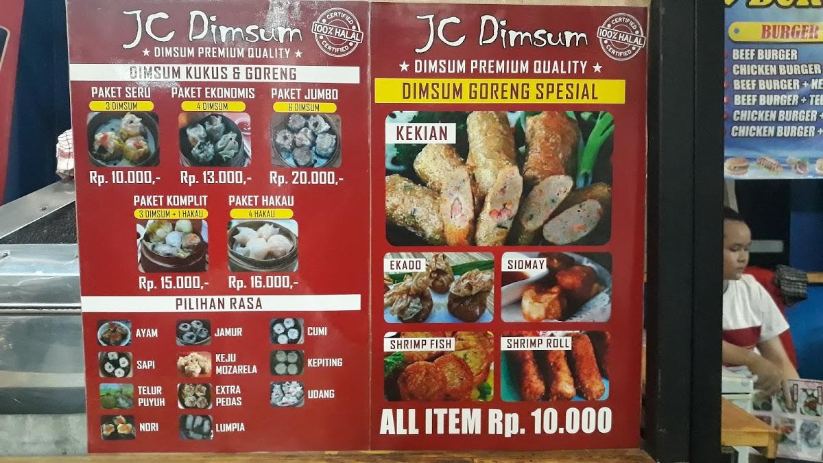 Menu at JC Dimsum restaurant, Karawang