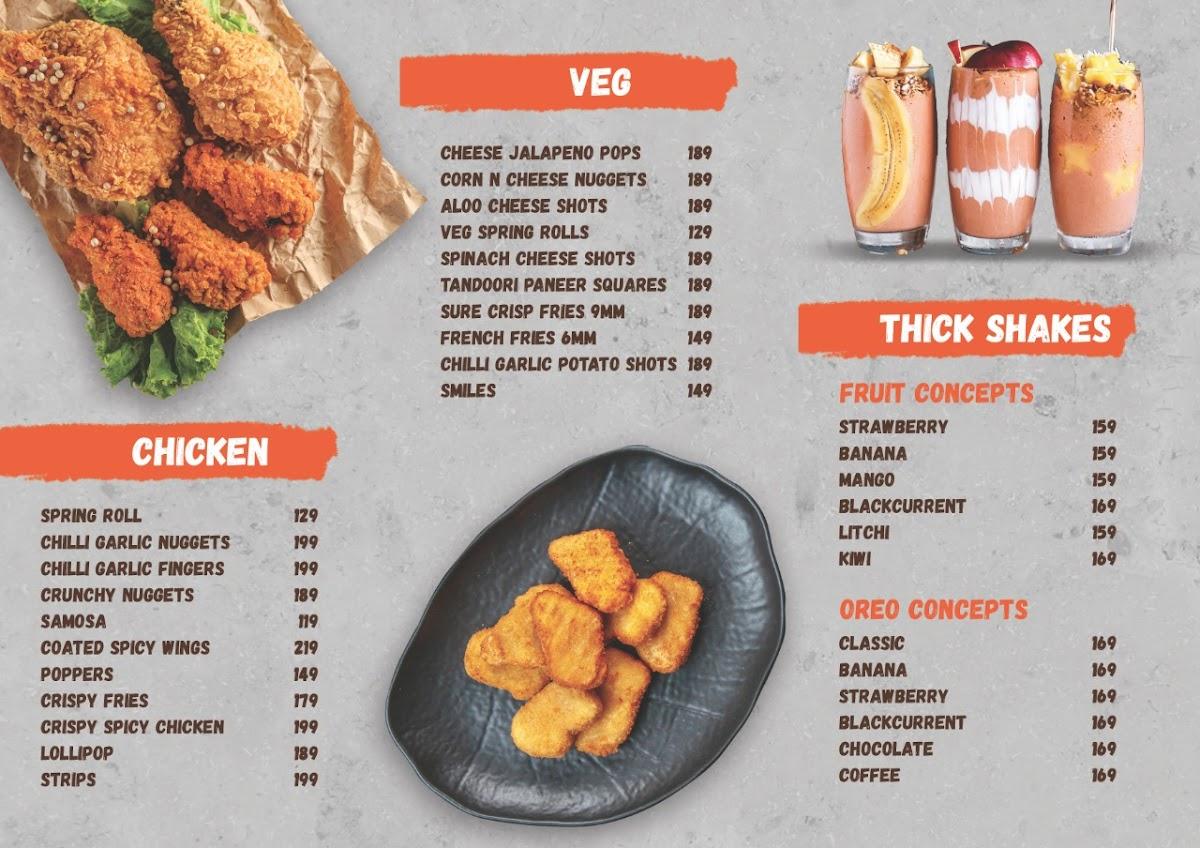 Menu at OFS - Only fries and shakes, Hyderabad