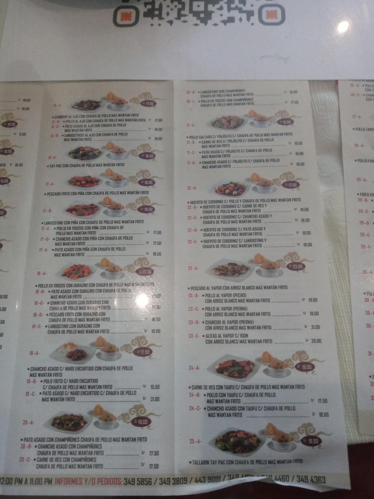 Menu at Restaurant Fong Loy, La Molina