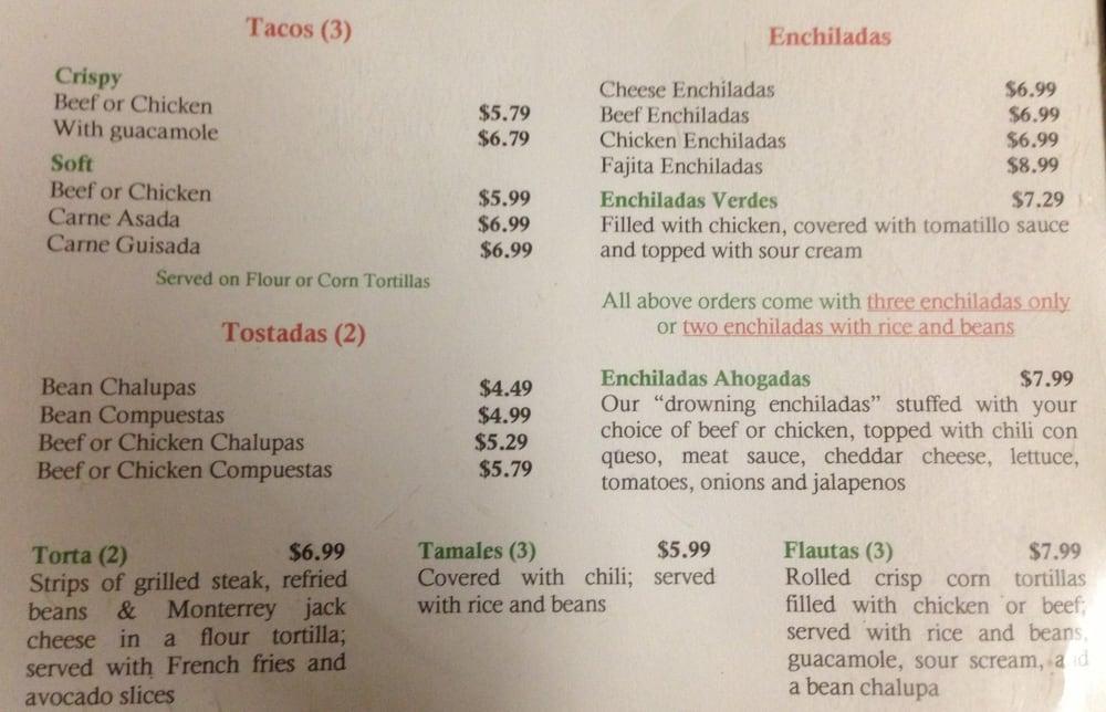 Menu at VeraCruz Restaurant, Victoria