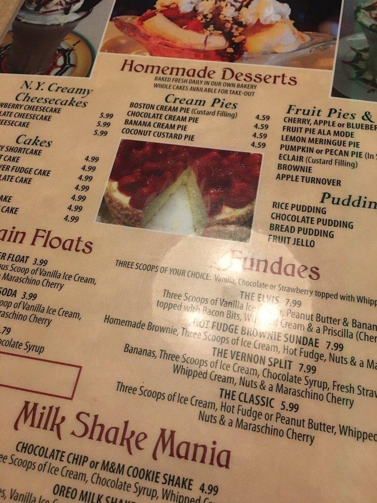 Menu at Vernon Diner restaurant, Vernon