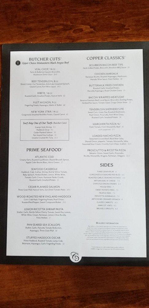 Menu at Copper Door pub & bar, Bedford