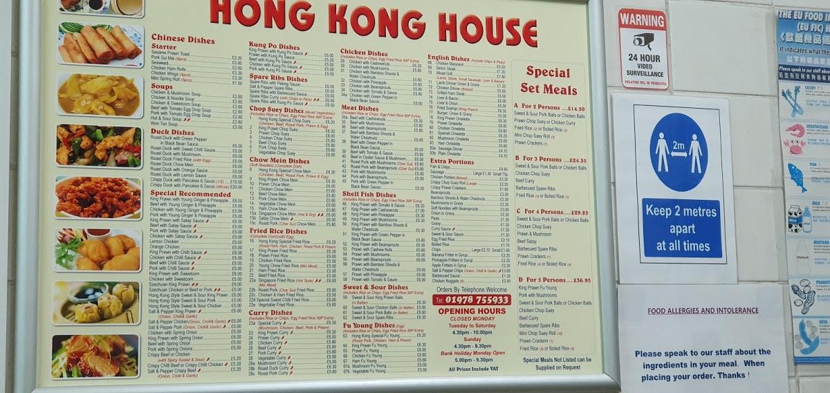 Menu at Hong Kong House fast food, Wrexham