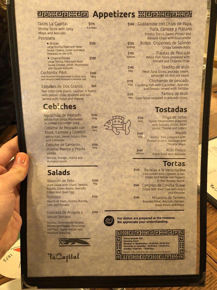 Menu at La Capital restaurant, Ciudad López Mateos, Av Nuevo León 137