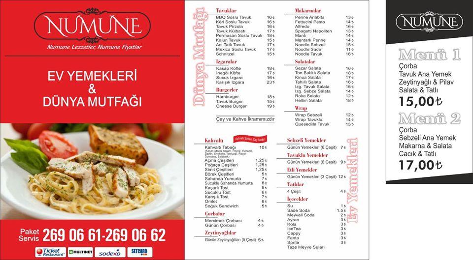 Menu at Numune, Istanbul