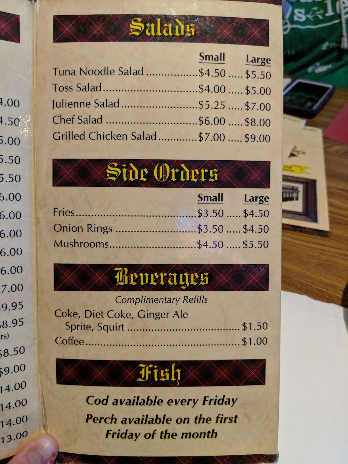 Menu at Scottish Inn pub & bar, Saginaw