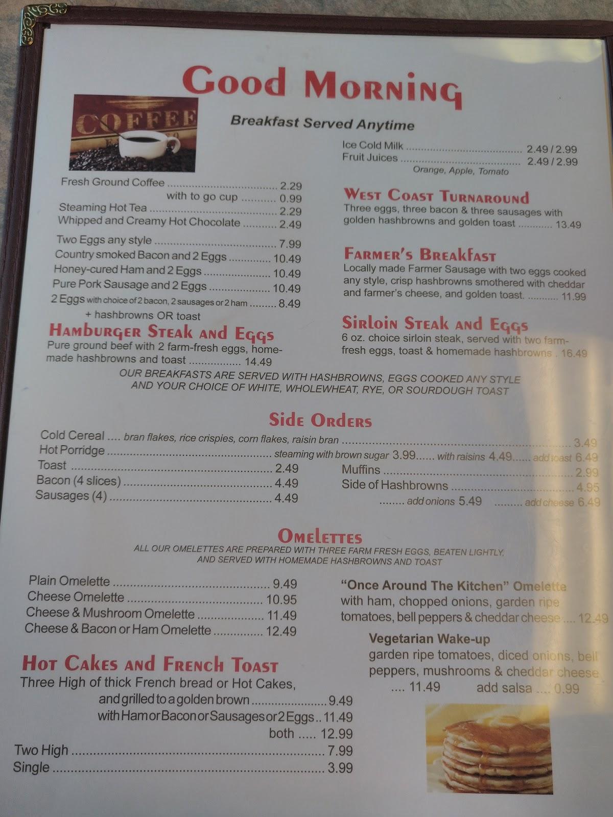 Menu at Somewhere Else Cafe, Hope