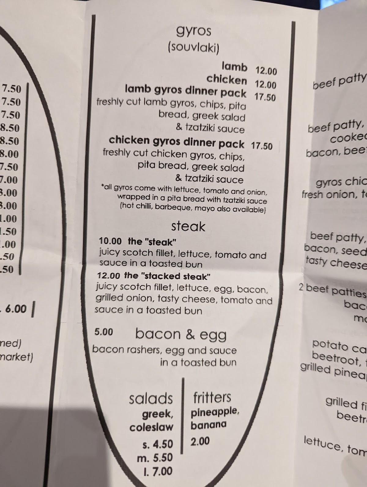 Menu at Thalassa Fish and Chippers restaurant, Hoppers Crossing