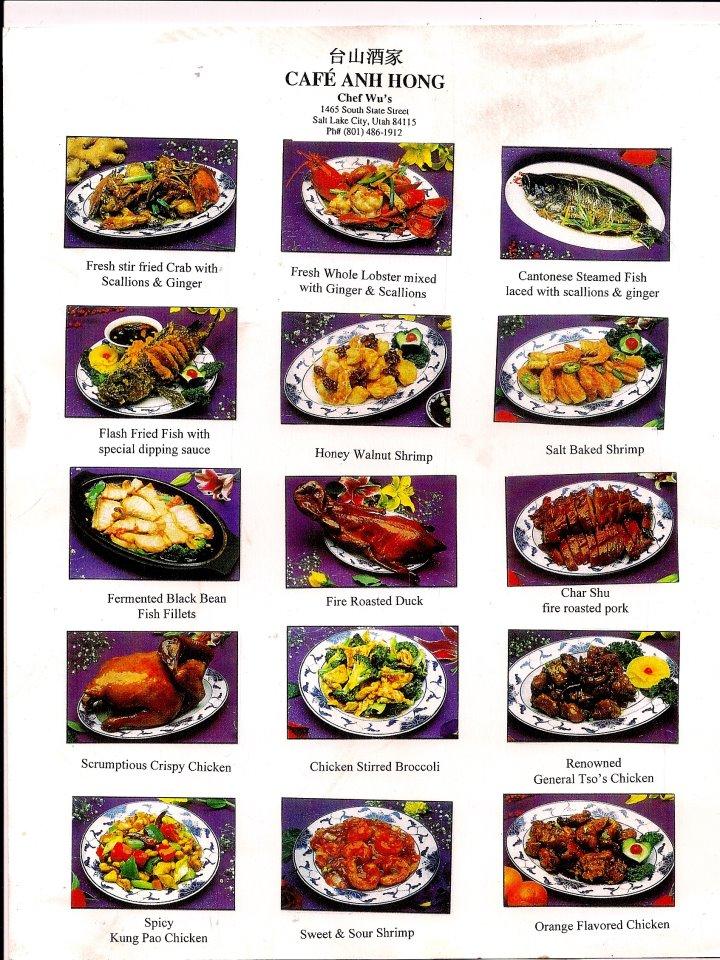 Menu at Cafe Ahn Hong, Salt Lake City