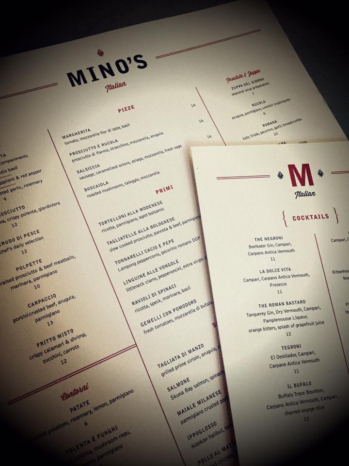 Menu at Mino’s pub & bar, Winnetka