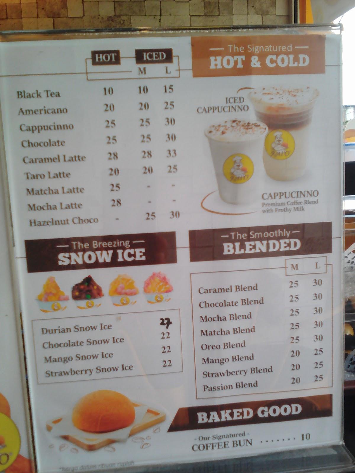 Menu at Roti O Stasiun Tigaraksa cafe, Cikuya