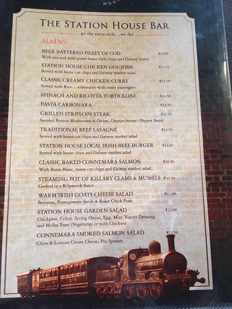 Menu at Outdoor Dining at Station House pub & bar, Clifden