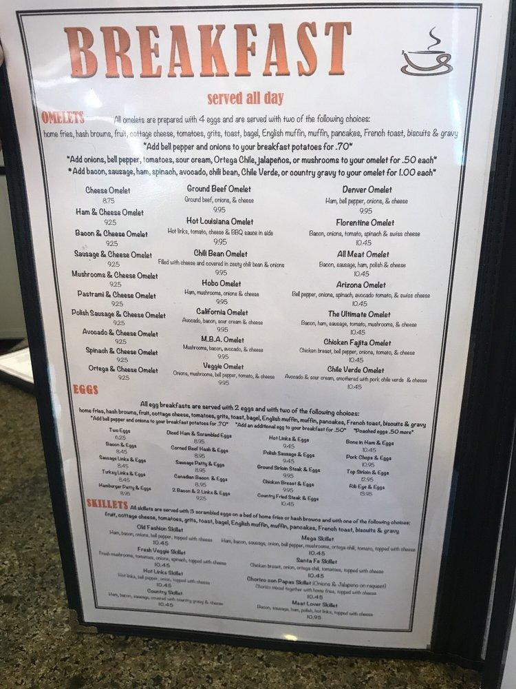 Menu at Amy's Cafe, Riverside