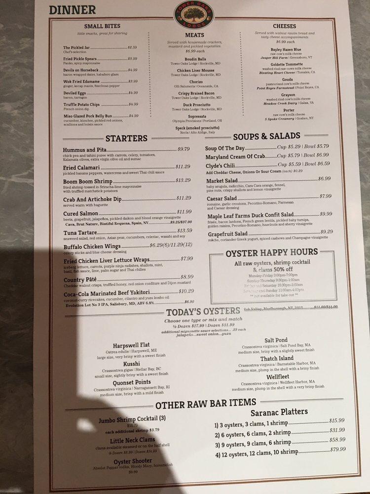 Menu at Clyde's Tower Oaks Lodge pub & bar, Rockville