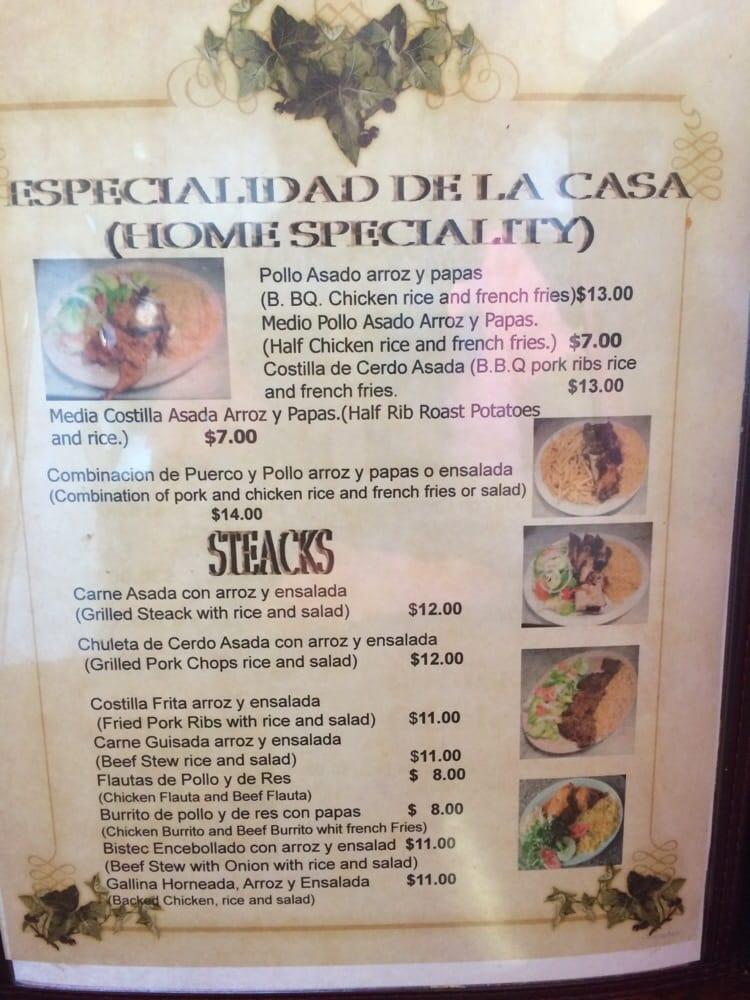 Menu at El Rey Del Pollo restaurant, Nyack
