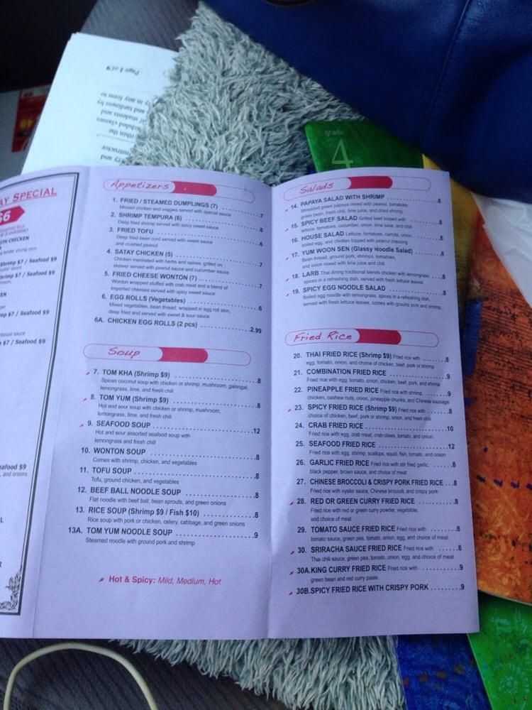 Menu at Spices Thai Kitchen restaurant, Arcadia