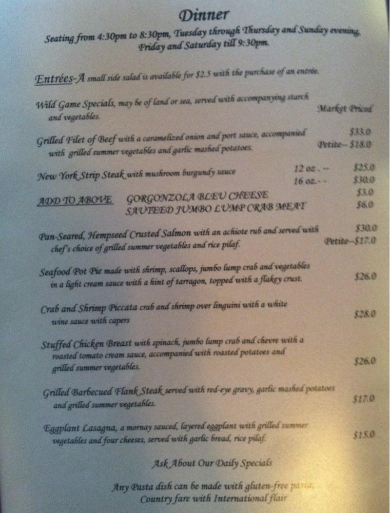 Menu at Sumneytown Hotel pub & bar, Sumneytown