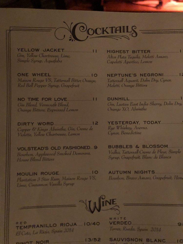 Menu at Volstead's Emporium pub & bar, Minneapolis