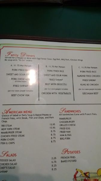 Menu at Goldan Yan Restaurant, Prosser