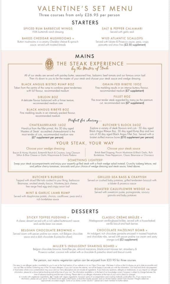 Menu at Miller & Carter Garforth pub & bar, Leeds, Selby Rd