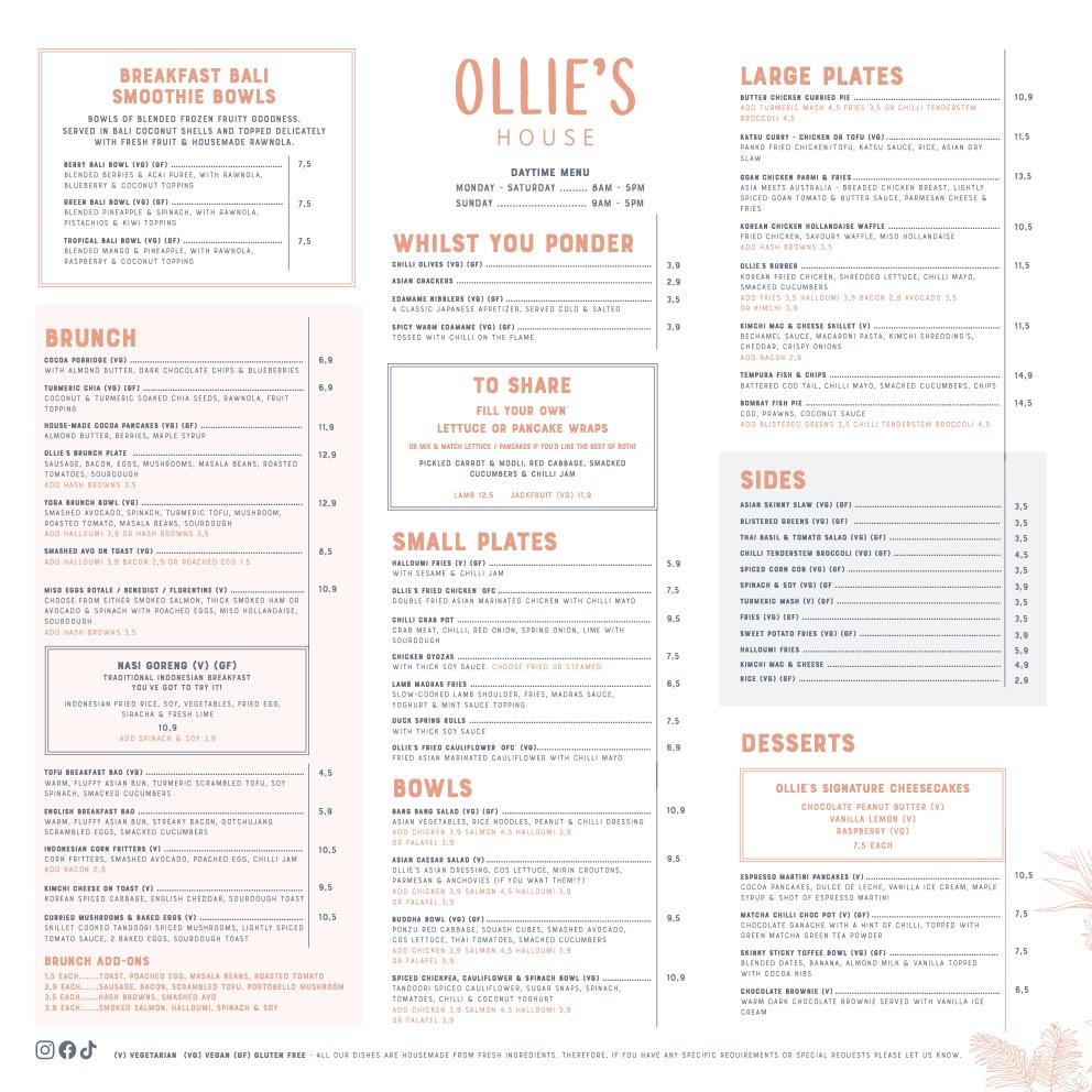 Carta de Ollie's House Restaurant (Chelsea), Londres