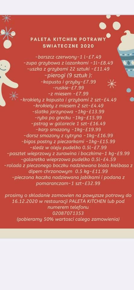 Menu at Paleta Polish Kitchen restaurant, Hounslow