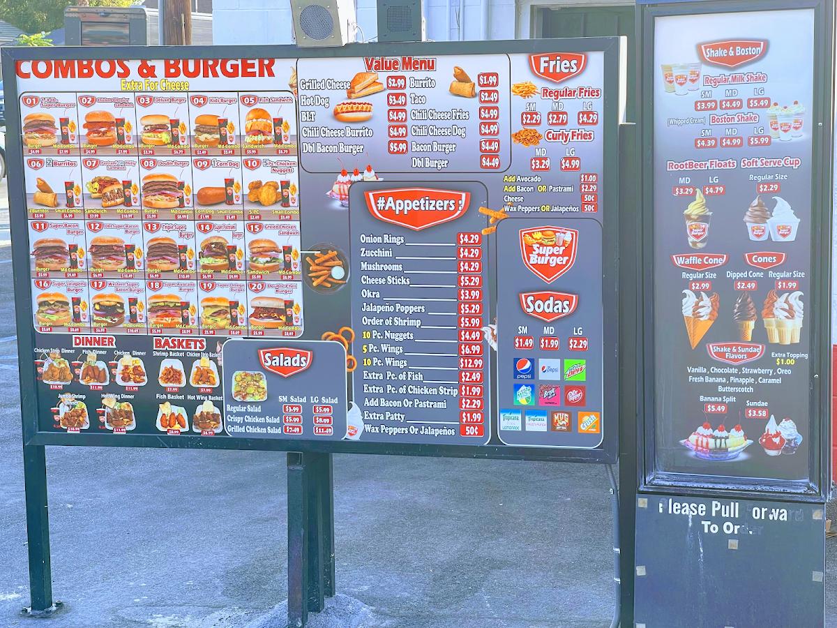 Menu at Super Burger restaurant, Ceres