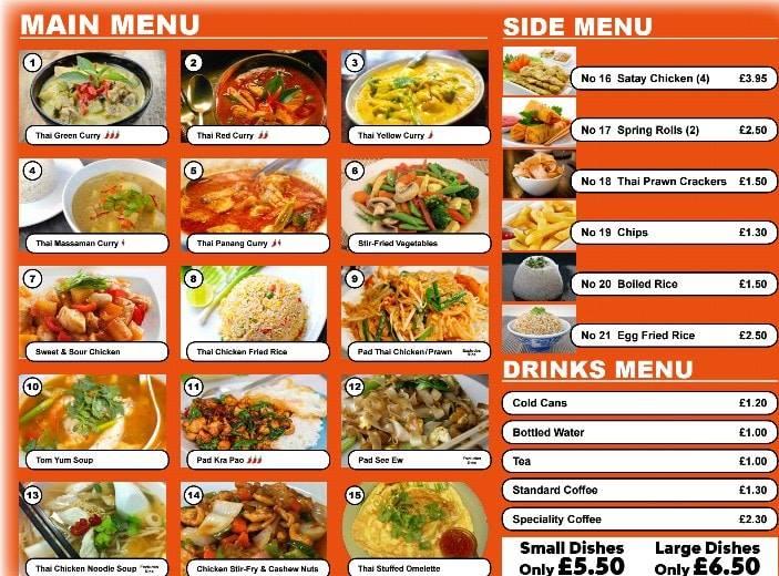 Menu at Taste Of Thailand restaurant, Carmarthen