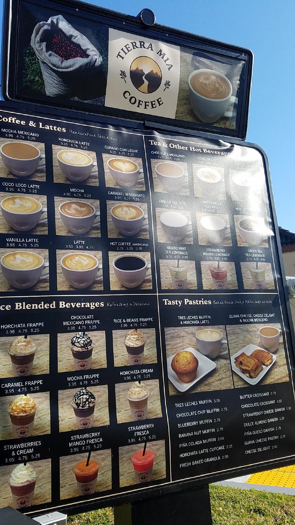 Menu at Tierra Mia Coffee Drive Thru cafe, Long Beach, 425 Pacific ...